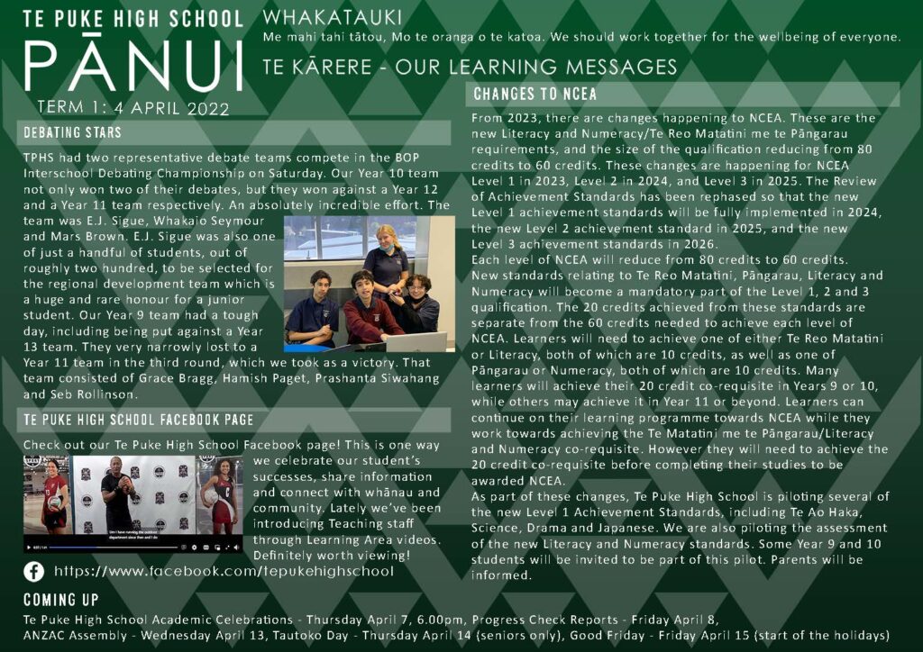 Panui Issue 3 2022 – Te Puke High School