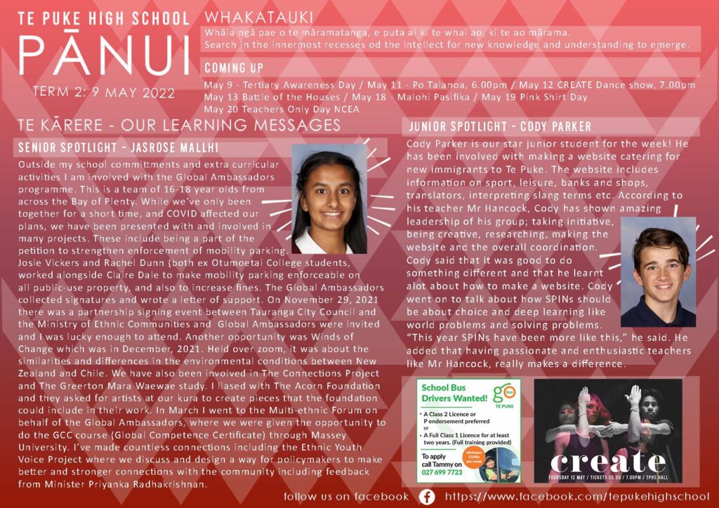 Panui Issue 4 2022 – Te Puke High School