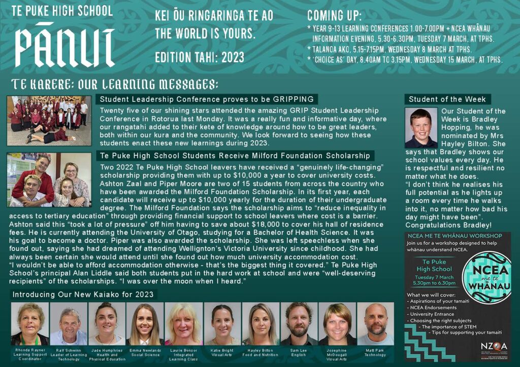 Panui Edition 1 2023 – Te Puke High School