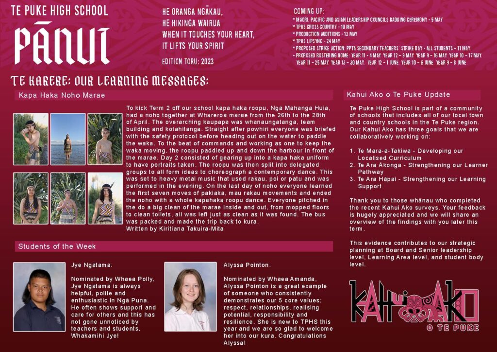 Panui Edition 3 2023 – Te Puke High School